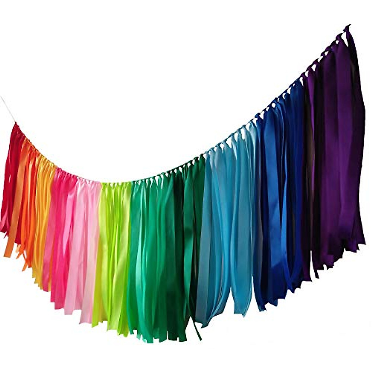 Kingsnow Pastel Rainbow Ribbon Garland 40 inches for Baby Shower, Birthday Party Decoration,Nursery, Rainbow Banner,Photography Prop Banner Backdrop Decor