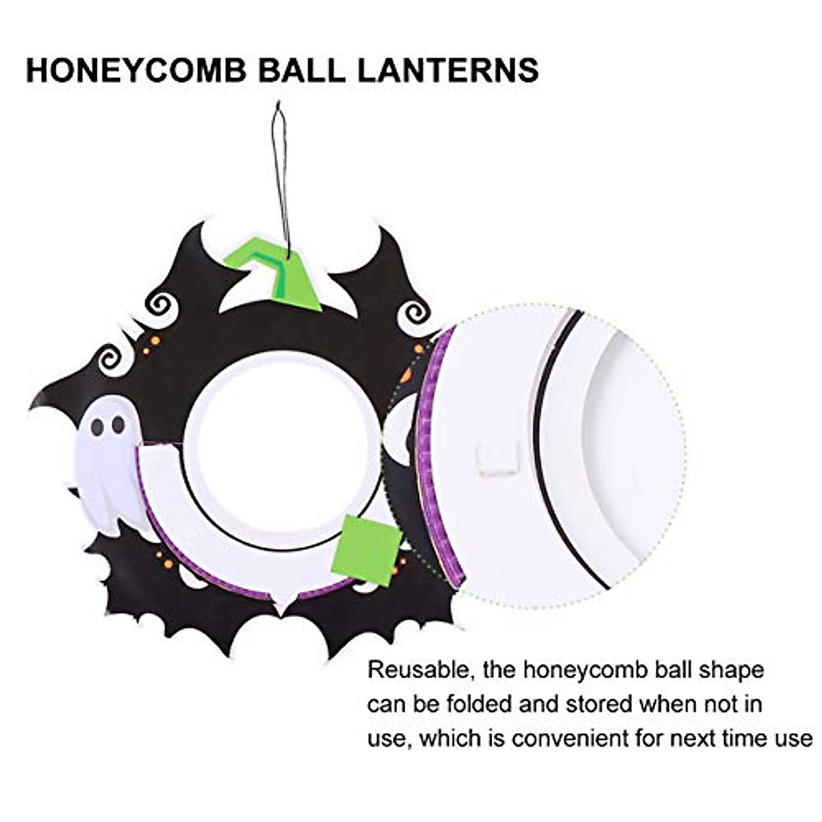 EXCEART 2pcs Halloween Party Hanging Sign Trick or Treat Plaque Honeycomb Ball Decor for Home School Haunted House