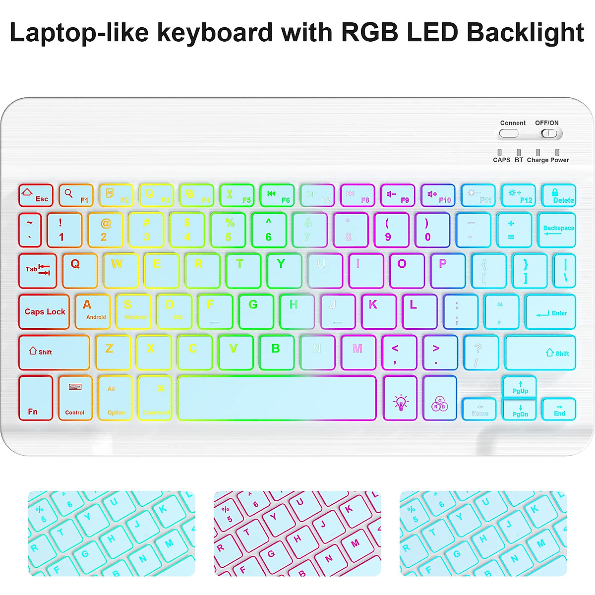 LINHUANXILE Keyboard Case for iPad 10.2 9th/8th/7th Gen,7 Color Backlit Removable Bluetooth Wireless iPad Case Keyboard with Pencil Holder - iPad 9th/8th/7th Generation Case with Keyboard,