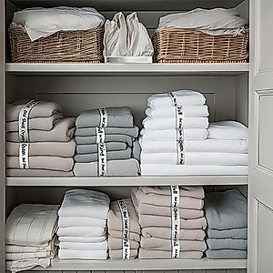 OS OMYSTYLE Closet Organization Sheet Straps 4 Pieces, Bed Sheet Organizer Bands, Elastic Bed Sheet Storage Sheet Keepers, Linen Labels Bedding Bands-King Size