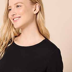 Amazon Essentials Women's Crewneck Long-Sleeve Fleece Above-The-Knee Dress, Black, X-Large