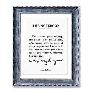 The Notebook Quote Sign, Romantic Quote, Inspirational Quote, Book Page Sign, Farmhouse Signs, for Her, for Him, 8 x 10 Inches Unframed