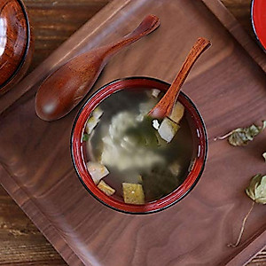 2pcs Household Wooden Soup Short Handle Spoon Dinner Tableware Cutlery Kitchen Accessory