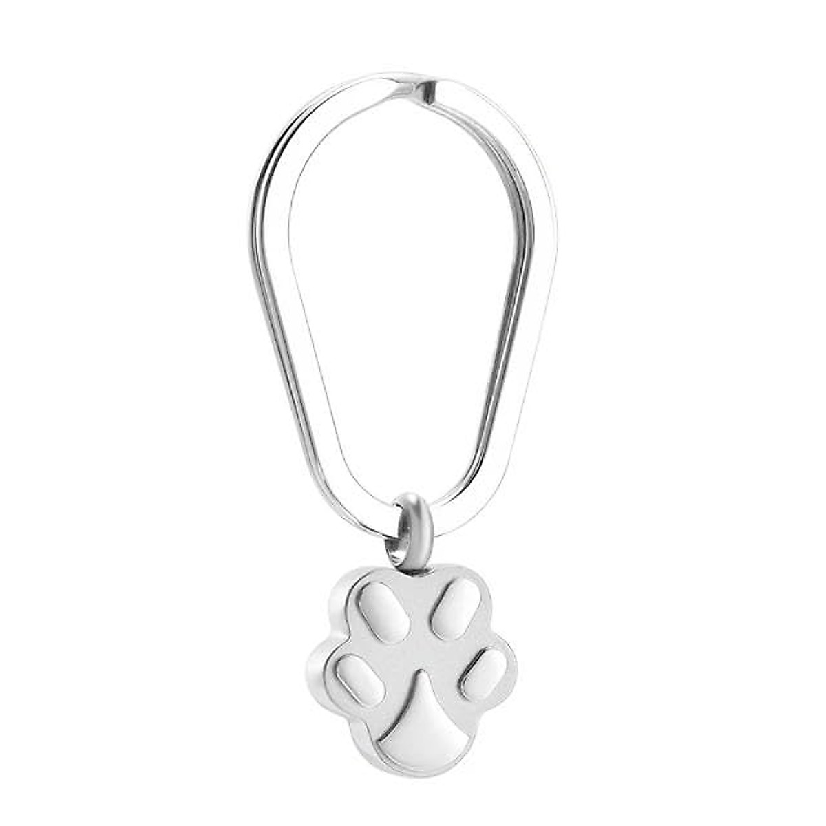 MYPOWER Stainless Steel Dog Bear Paw Print Pendant Animal Keepsake Keychain Ashes Holder Urn for Pet Keyring Memorial Jewelry
