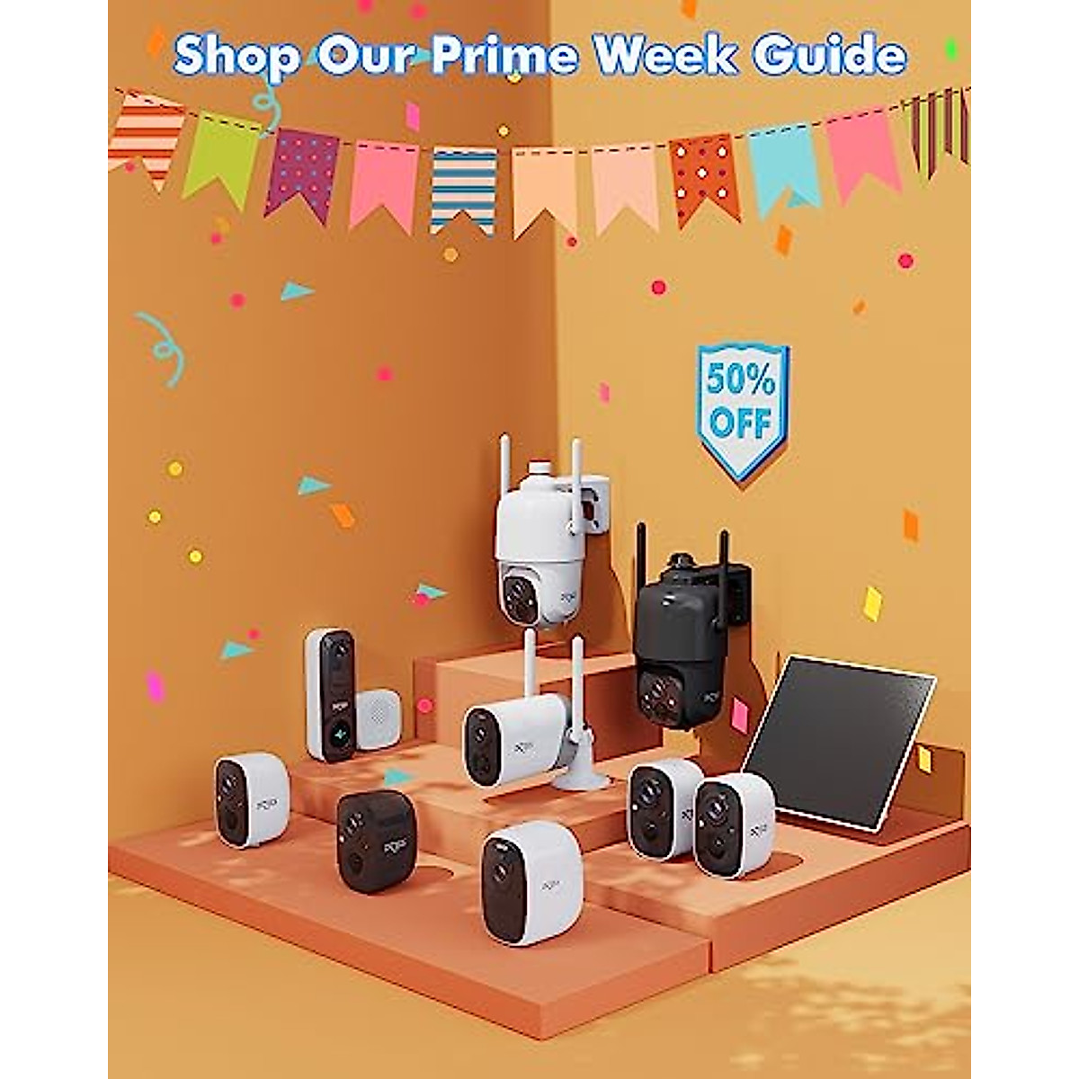 Dzees Solar Security Cameras Wireless Outdoor, 2K Battery Powered Security Camera, 360° PTZ Camera with Spotlight, Siren, Color Night Vision, AI Dectection, IP66 for Home Security, 2.4GHz