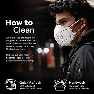 AIRPOP KN95 Face Masks Pocket 4 Pack, Reusable Washable Face Coverings, Contoured Fit, Lightweight Design, Adults/Kids Face Masks for Repeated Wear - Black