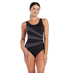 Zoggs Women's Standard Swimsuit, Black/Eco Fabric, 12