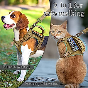 nanappice Tactical Cat Harness and Leash for Walking Esacpe Proof,Adjustable Soft Mesh Large Cat Vest with Rubber Handle Easy to Control,Molle Pathes