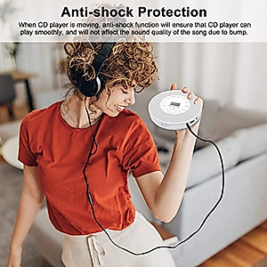 WOKALON Walkman CD Player Portable with Radio,Small Personal Portable CD Player with Headphones Speakers,Rechargeable Discman Kpop Music Compact CD Players for Kids Home Car,2000mAh,Anti-Skip(White)