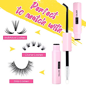 Cluster Lashes Glue for Eyelash Extensions Individual Bond and Seal Lashes Glue Strong Hold 72 Hours Eyelashes Glue Waterproof Clump-Resistant Lash Glue Mascara