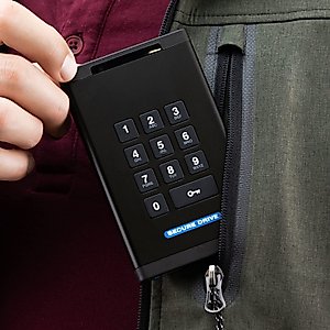 SecureData SecureDrive KP 5TB Hardware Encrypted USB 3.0 External Drive FIPS 140-2 Level 3 Unlock via Keypad TAA Compliant, CJIS, HIPAA, CMMC, GDPR Compliant, Works with Mac and Win Free AV