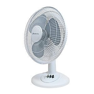 Comfort Zone CZ161WT Quiet 3-Speed 16-inch Oscillating Table Fan with Adjustable Tilt , White