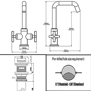 Phiestina Brushed Gold 2-Handle 4 Inch Centerset Bathroom Faucet with Drain,Deck Plate and Supply Hoses, Fit for 1 or 3 Hole, SGF002-10-BG