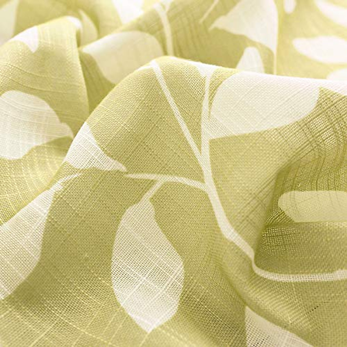 Treatmentex Valance Curtain for Window 15" Leaf Print Kitchen Valances, Mustard Yellow and White, 52" w 1 Panel