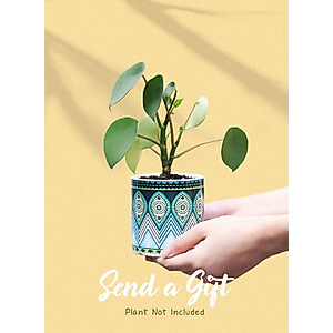 Greenaholics Succulent Planter Pots-3 Inch Small Ceramic Planters Plants Pots Mini Succulent pots with Bamboo Tray and Drainage Hole for Indoor Plants, Colorful Mandala Patterns, Set of 3