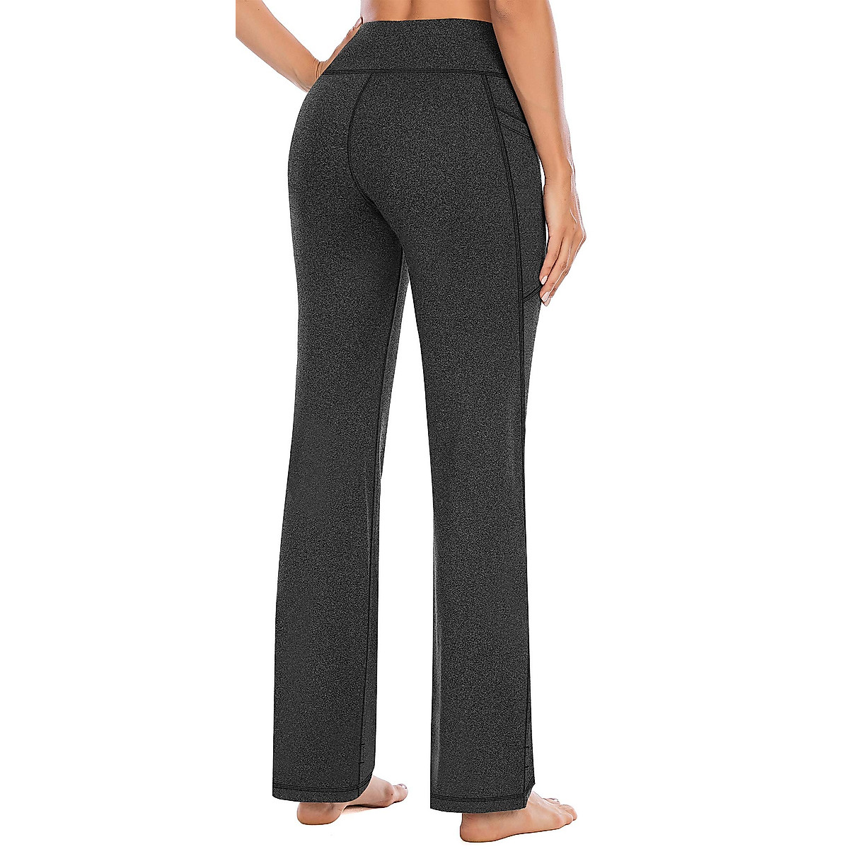 Heathyoga Women's Yoga Pants with Pockets for Women Bootcut Wide Leg Pants for Women High Waisted Workout Pants Charcoal