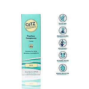 CōTZ Flawless Complexion Tinted Facial Mineral Sunscreen Broad Spectrum SPF 50; 2.5 oz / 70 g