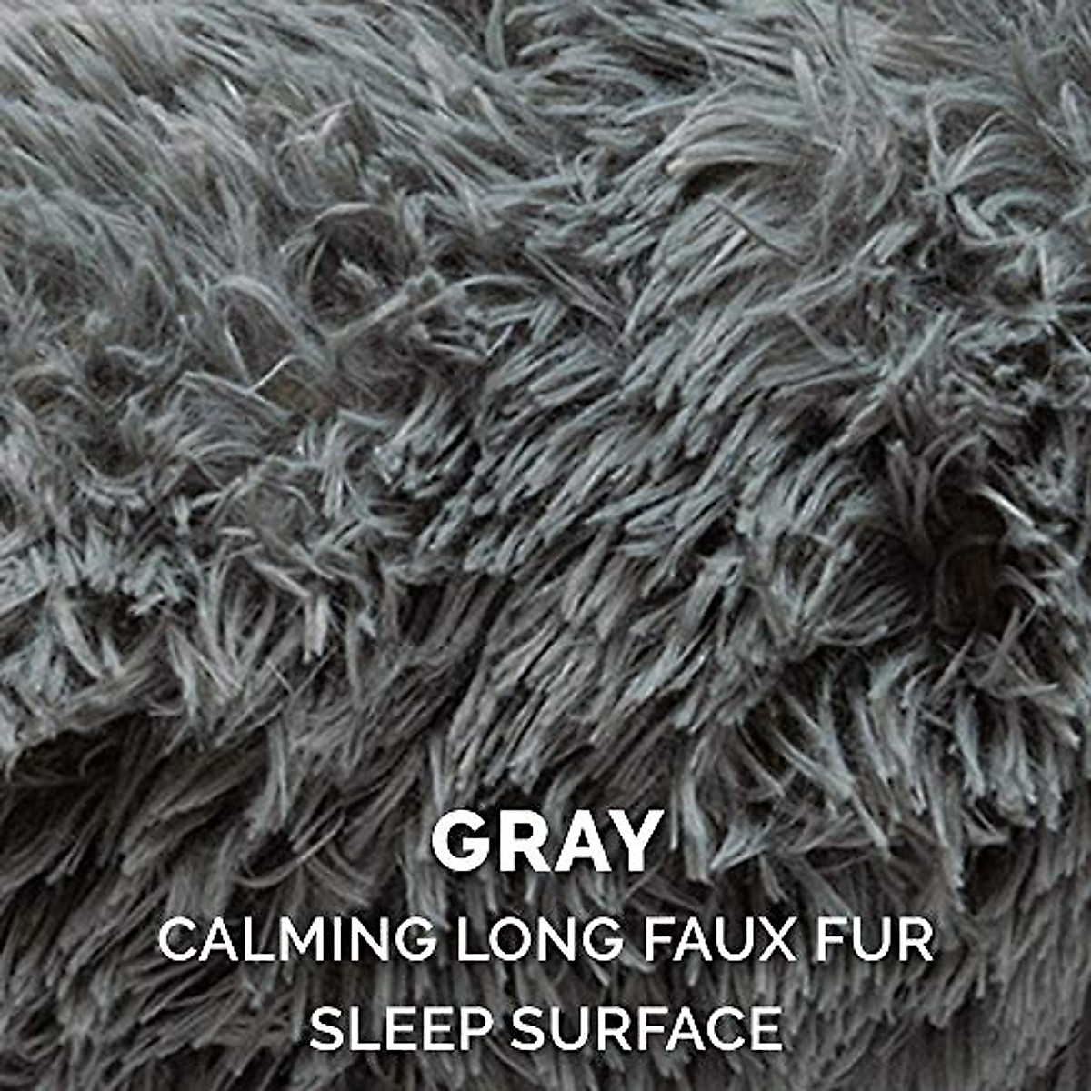 Furhaven 30" Round Calming Donut Dog Bed for Medium/Small Dogs, Refillable w/ Removable Washable Cover, For Dogs Up to 45 lbs - Shaggy Plush Long Faux Fur Donut Bed - Gray, Medium