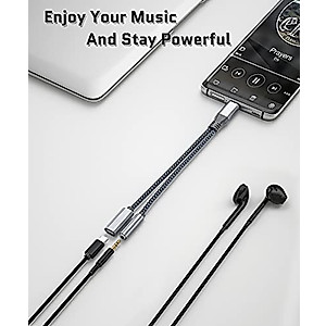 Elebase USB Type C to 3.5mm Audio Adapter and Charger,2 in 1 1/8 Inch Headphone Jack Charging Power Aux Cable for Samsung Galaxy A53,S21 S22 S23 22 21,Note 10 20,Z Flip Fold 3,iPad Pro Air 4 5 Mini 6