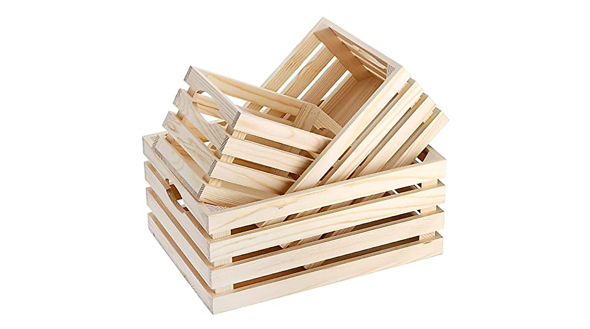 ZENFUN Wooden Nesting Crates Set - Rustic Farmhouse Storage Solution
