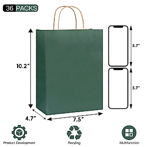 Moretoes 36pcs Paper Gift Bags with Handles Bulk, 7.5"x 4.7"x 10.2" Party Favor Bags, Medium Goodie Bags for Kids Birthday, Baby Shower, Crafts, Christmas Party Supplies (12 Colors)