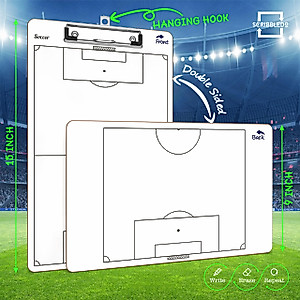 Scribbledo Soccer Dry Erase Coaching Board 15"x9" Soccer Whiteboard for Coaches Soccer Coaching Equipment Accessories Tactics Field Board Clipboard The Perfect Coach Gifts