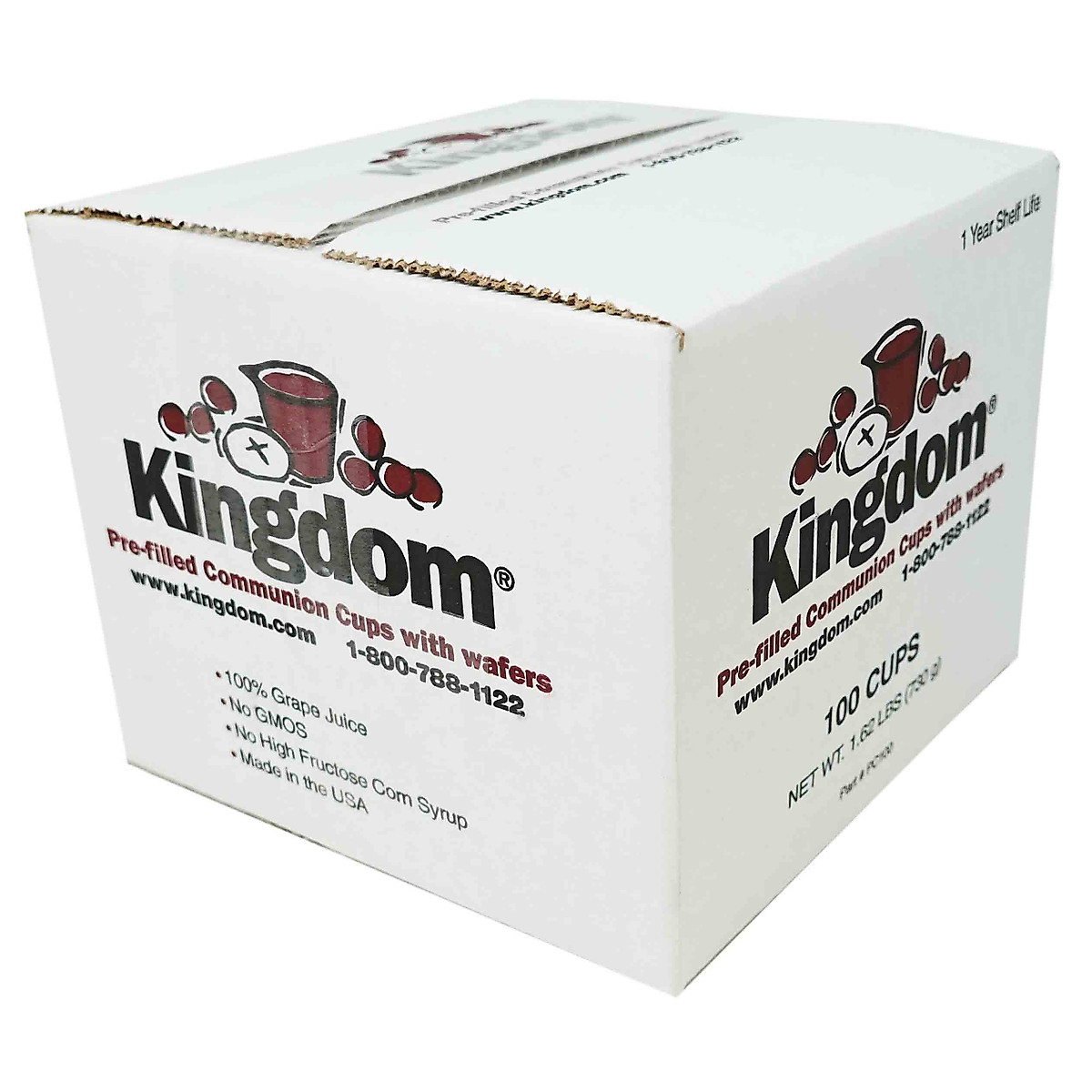 Kingdom Prefilled Communion Cup with Wafers(100 ct-red juice) Sealed in a Single-Serving Container with 1-Year Shelf Life, Perfect for Holy Eucharist Celebration in Hospitals, Summer Camps, and more!