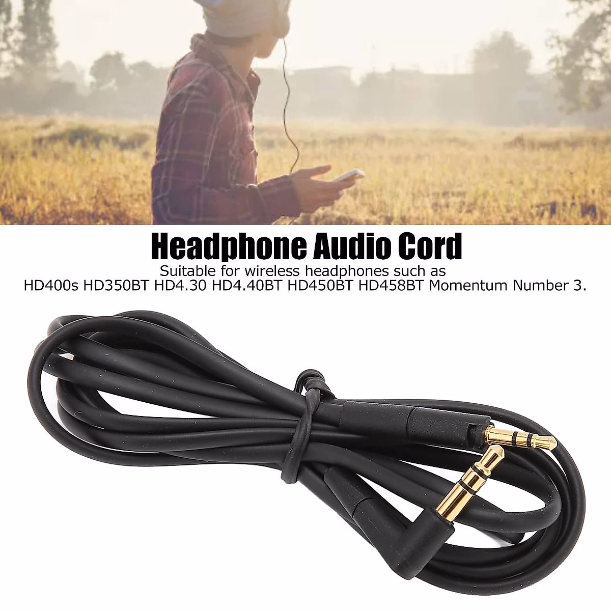 Headphone Audio Cable 3.5mm to 2.5mm Upgrade Stereo Audio Cord Replacement for HD400s HD350BT HD4.30 HD4.40BT HD450BT HD458BT Number 3