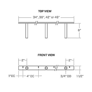 42" Long Heavy Duty Floating Shelf Hardware - for a 44" to 47" Shelf - Manufactured in USA