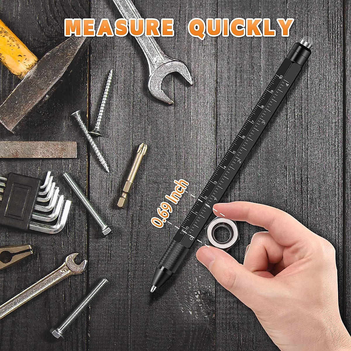 Gifts for Men Dad, 9 in 1 Multitool Pen, Christmas Gift for Men, Gadgets for Men, Tool Gifts for Dad from Kids, Gifts for Husband, Boyfriend, Grandpa Christmas Stocking Stuffers for Men (Black)
