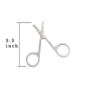 Luxxii 2 Pack - 3.5" Safety Nose Mustache Facial Hair Scissors for Trimming Eyebrows Eyelashes Nose Mustache Beard Facial and Ear Hair
