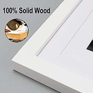 AJZIOJIRO 8x8 Picture Frame Square, Display 6x6 Picture Frames with Mat Photo Frame Collage for Wall Décor, and Wall Mounting or Table Top Made of Solid Wood-White