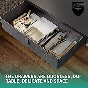 EleTab 48 x 24 Inch Electric Standing Desk with Drawer, Stand up Desk Adjustable Height for Home Office, Sit Stand Computer Desk, Ergonomic Workstation Black Steel Frame/Rustic Brown Tabletop