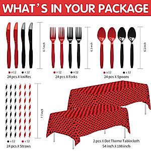 Xenorik Ladybug Birthday Party Decorations Tableware - Ladybug Party Supplies, Plate, Cup, Napkin, Tablecloth, Cutlery, Straw, Lady Bug Theme 1st 2nd 3rd Birthday Baby Shower Decorations | Serve 24