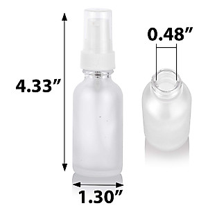JUVITUS 1 oz / 30 ml Frosted Clear Glass Boston Round Bottle with White Treatment Pump (12 pack) + Funnel