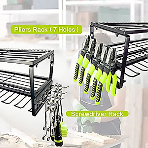 DYRSDPZD Power Tool Organizer-7 Drill Holde Wall Mount,Power Tool Storage Rack for Cordless Drill Charging Station Screwdriver,Drill Rack Garage Organization,with Free Magnetic Wristband