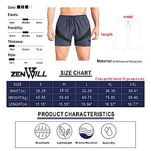ZENWILL Mens 5" Lightweight V-Mesh Gym Workout Running Shorts with Zip Pockets (X-Large, Dark Gray)