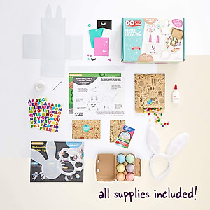 Highlights for Children Easter Craft Kit for Kids, 3 Easter Crafts in 1, Create an Easter Basket, Bunny Ears Headband, and Chalk Art Easter Decorations, Ages 6+