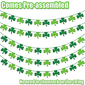 Shamrock Clover Felt Banner Garland Pack of 5, St Patricks Day Decorations-Assembled-Irish Lucky Day saint patricks day decor