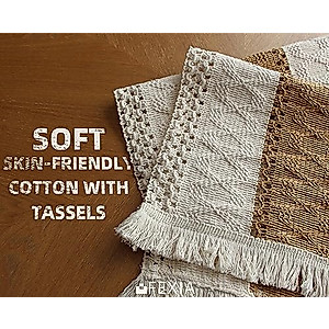Fexia Boho Placemats Set of 6, Macrame Table Decor and Farmhouse Style Placemats Natural Cotton Burlap, for Dining Table Kitchen