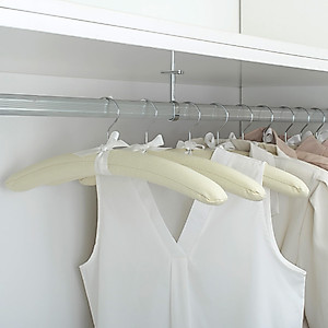 JS HANGER Padded Hangers - 17 Inch Extra Large Heavy Duty Cotton Covered Coat Hangers No Shoulder Bump for Women Clothes, Sweaters, Dresses, Clothing, Weddings, Lingerie Pack of 10, Beige
