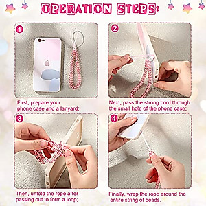 6 Pieces Beaded Cell Phone Lanyard Short Hand Wrist Lanyard Strap Crystal Beads Mobile Phone Chain for Girl Women Cell Phone (Classic Color)