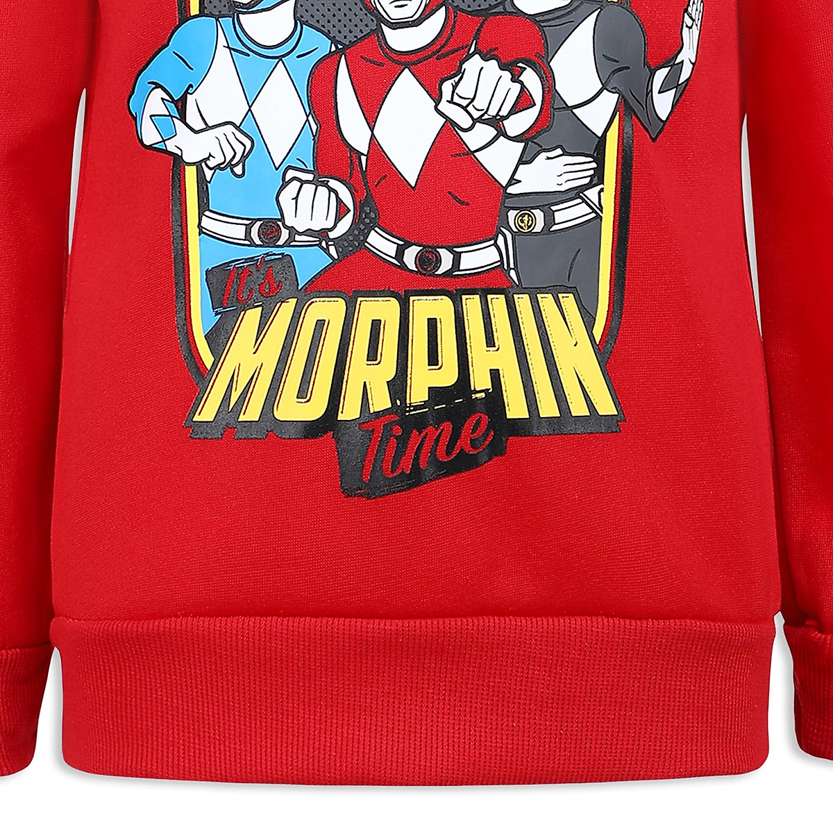 Power Rangers Morphin Red Ranger, Blue Ranger, and Grey Ranger Boys Pullover Sweatshirt and Pants Set for Little Kids – Red