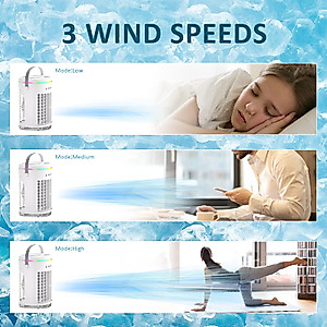 Portable Air Conditioner Fan, SKARIF Cooling Fan, Timer 3 Wind Speeds Air Cooler Fan, Personal Evaporative Cooler 2 Wind Modle Humidifier AC, Summer Quiet Fan with Night Light, Perfect for Home Office