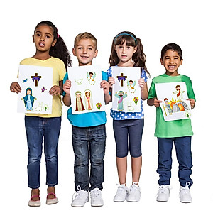 WATINC 40 Sheet Make a He Lives Scene Stickers for Easter Party Supplies, Easter Jesus Resurrection Stickers Birthday Party Game, Easter Religious Education Party Classroom Activity Gifts