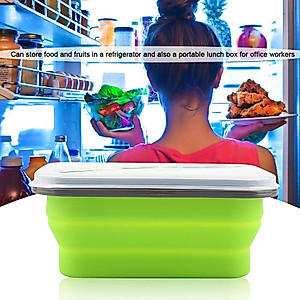 Aramox Lunch Box, 600ml Silicone Collapsible Portable Lunch Box Bowl Folding Food Storage Container Microwave Box (Green)
