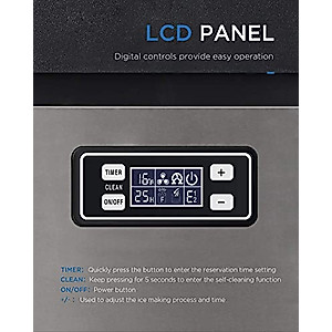 Northair Commercial Ice Maker Machine 200lbs Ice /24H Stainless Steel Free-Standing Ice Maker Machine with LCD Display, Ideal For Restaurant, Bar, Coffee Shop