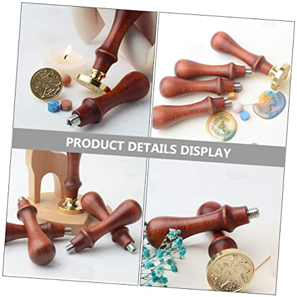 EXCEART 3Pcs Wooden Handle Wooden Stamps Brass Fittings Wedding invites Wooden Wax Stamp Handle Wax Stamp Replacement Handle Making Stamp Handle Stamp Handle Replacement Wooden Seal Handle
