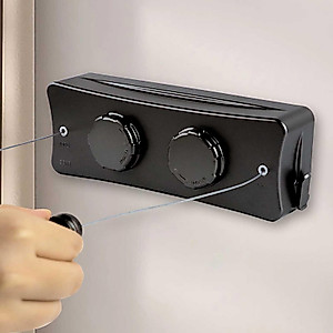 Retractable Clothesline Indoor Outdoor, 16.7 Ft Double Steel Wire Wall Mounted Drying Rack, Prevent Sagging, Heavy Duty Clothes Drying Laundry Line for Balcony, Laundry Room, Yard, Dormitory (Black)