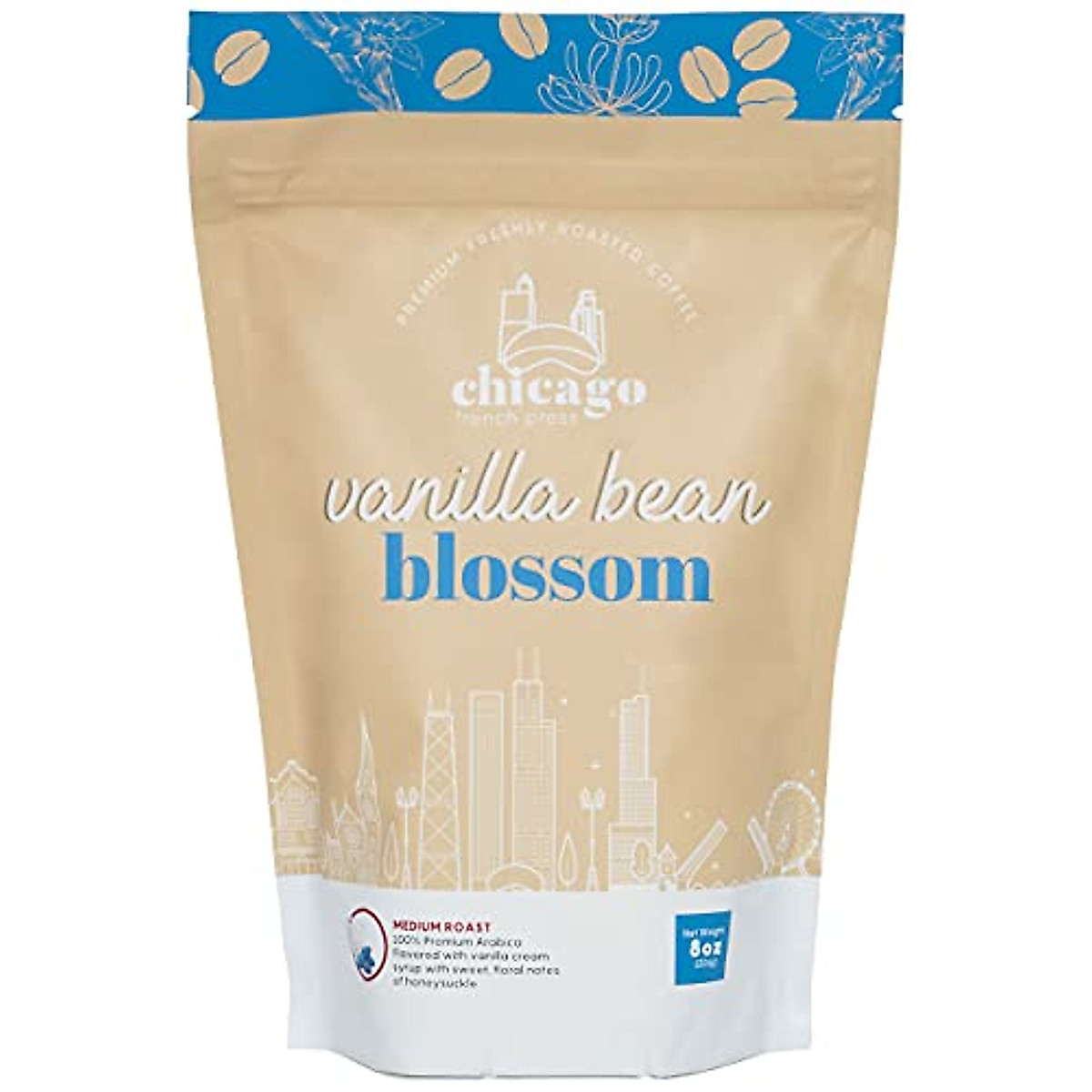 Chicago French Press - Vanilla Bean Blossom - Freshly Roasted Ground Coffee